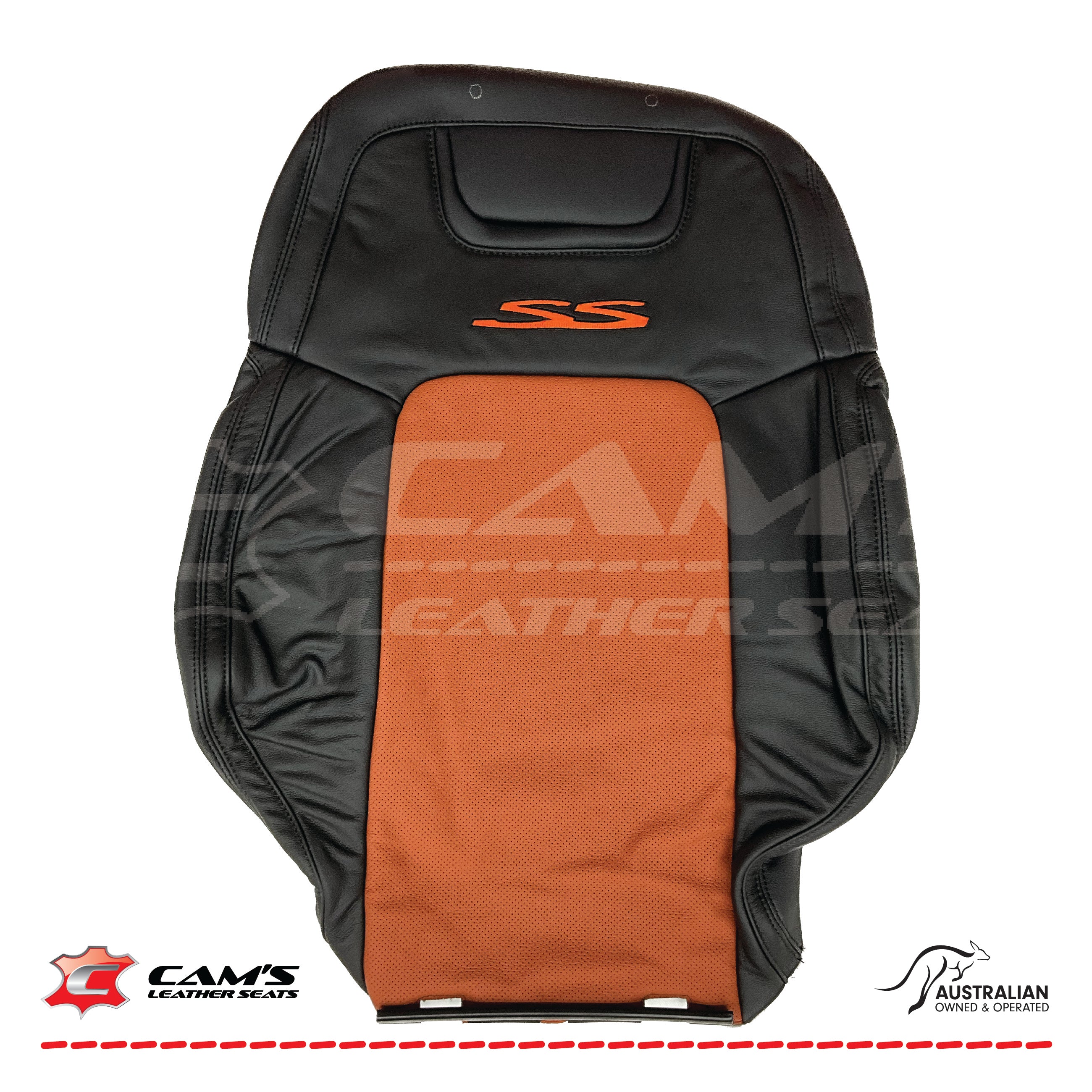 LEATHER TRIM FOR HOLDEN FRONT SEAT BACK REST VE SS SSV ONYX ORANGE LH ...