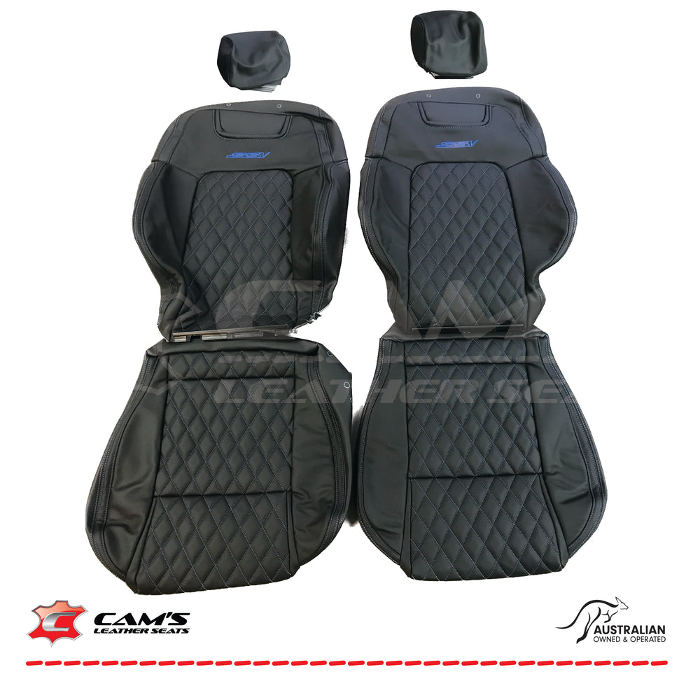LEATHER SEATS TRIM KIT FOR HOLDEN VE SSV UTE ONYX BLUE DIAMOND STITCH ...