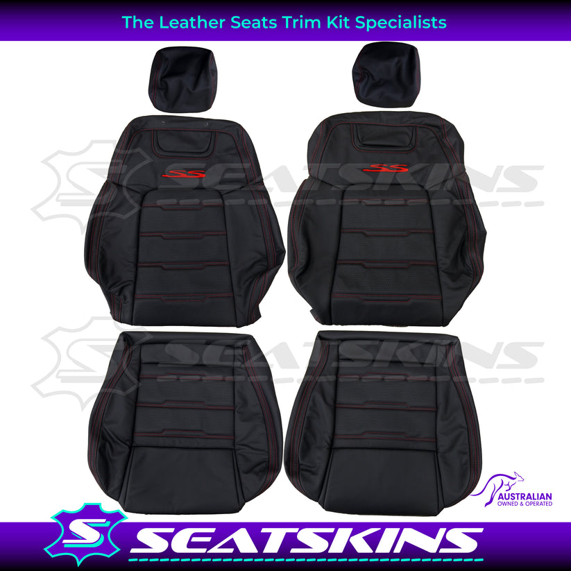 LEATHER SEATS TRIM KIT FOR HOLDEN VE SS UTE ONYX RED SPECIAL STITCH IN ...