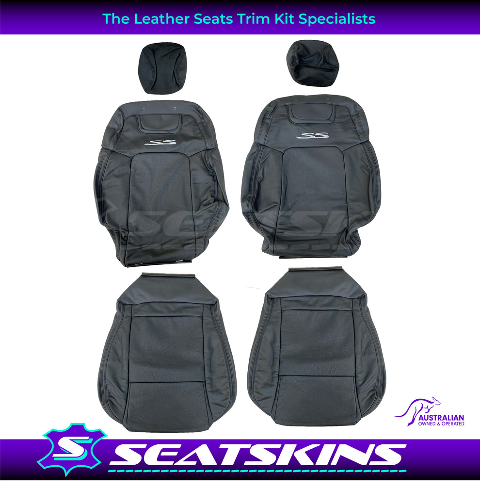 LEATHER SEATS TRIM KIT FOR VE SS 2 FRONT SEATS UTE ONYX BLACK FACTORY ...