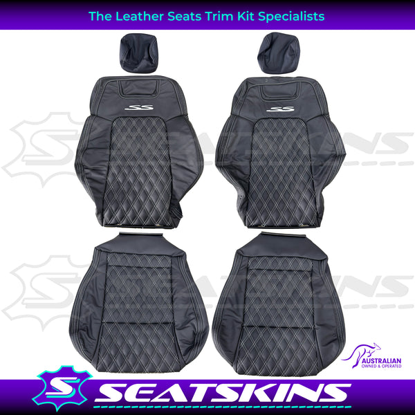 LEATHER SEATS TRIM KIT SKINS TO FIT HOLDEN VE SS SEDAN SILVER DOUBLE D ...