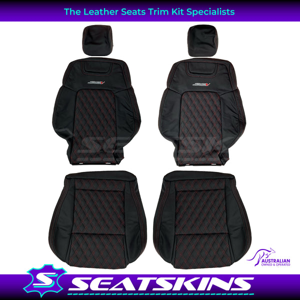 LEATHER SEATS TRIM KIT FOR HOLDEN VE SS SSV UTE ONYX WITH RED STITCHIN ...