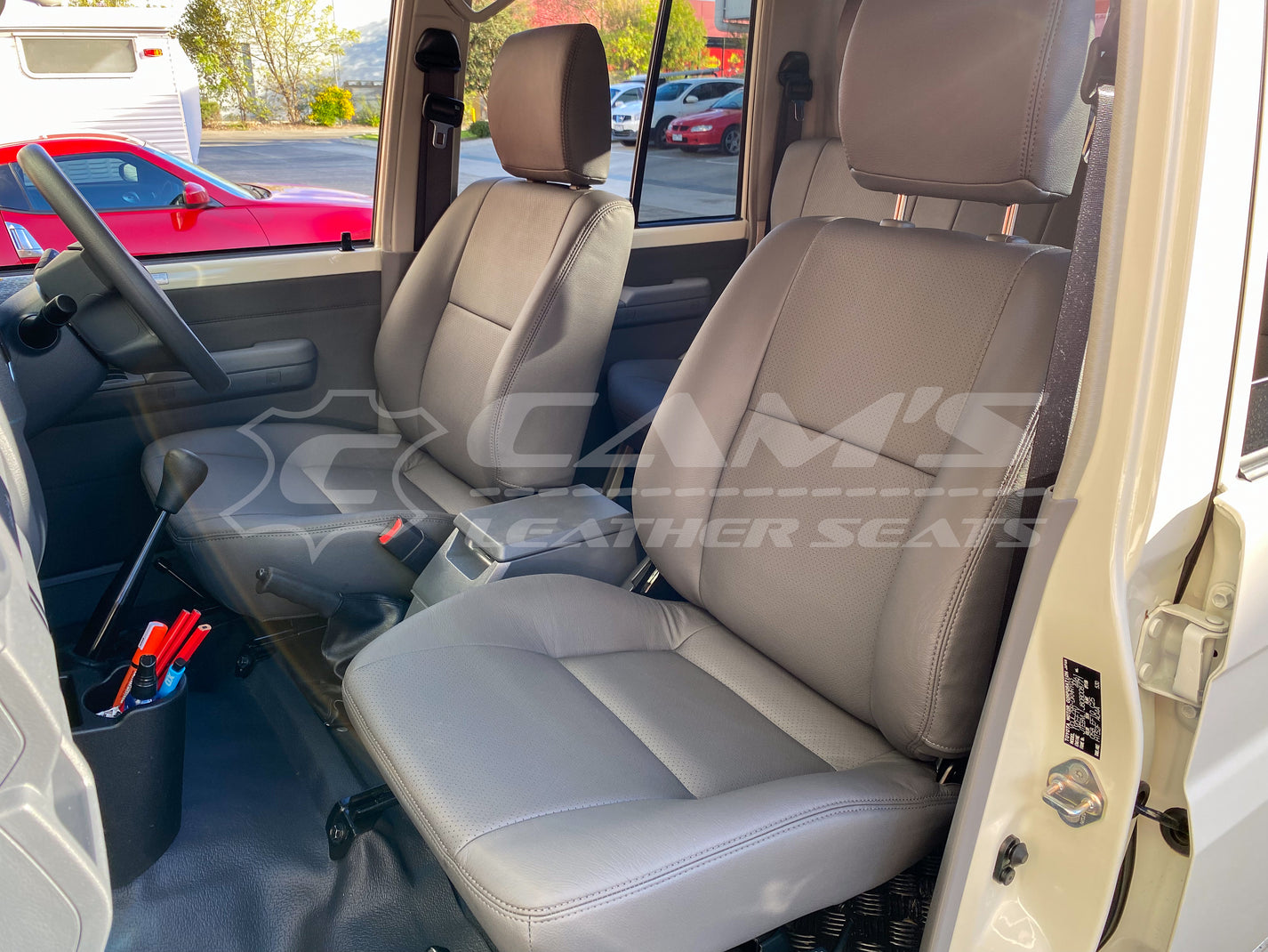 LEATHER SEATS TRIM KIT FOR TOYOTA LANDCRUISER 79 SERIES GREY W/PERF IN ...